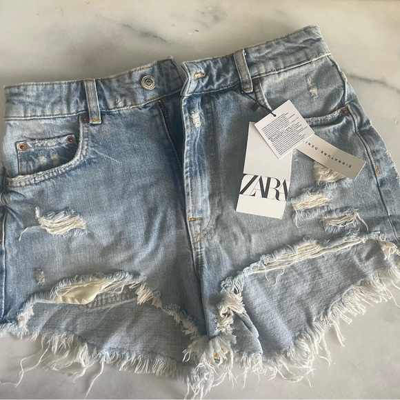 Zara | Shorts | Zaras High Waist Jean Short Distressed | Poshmark